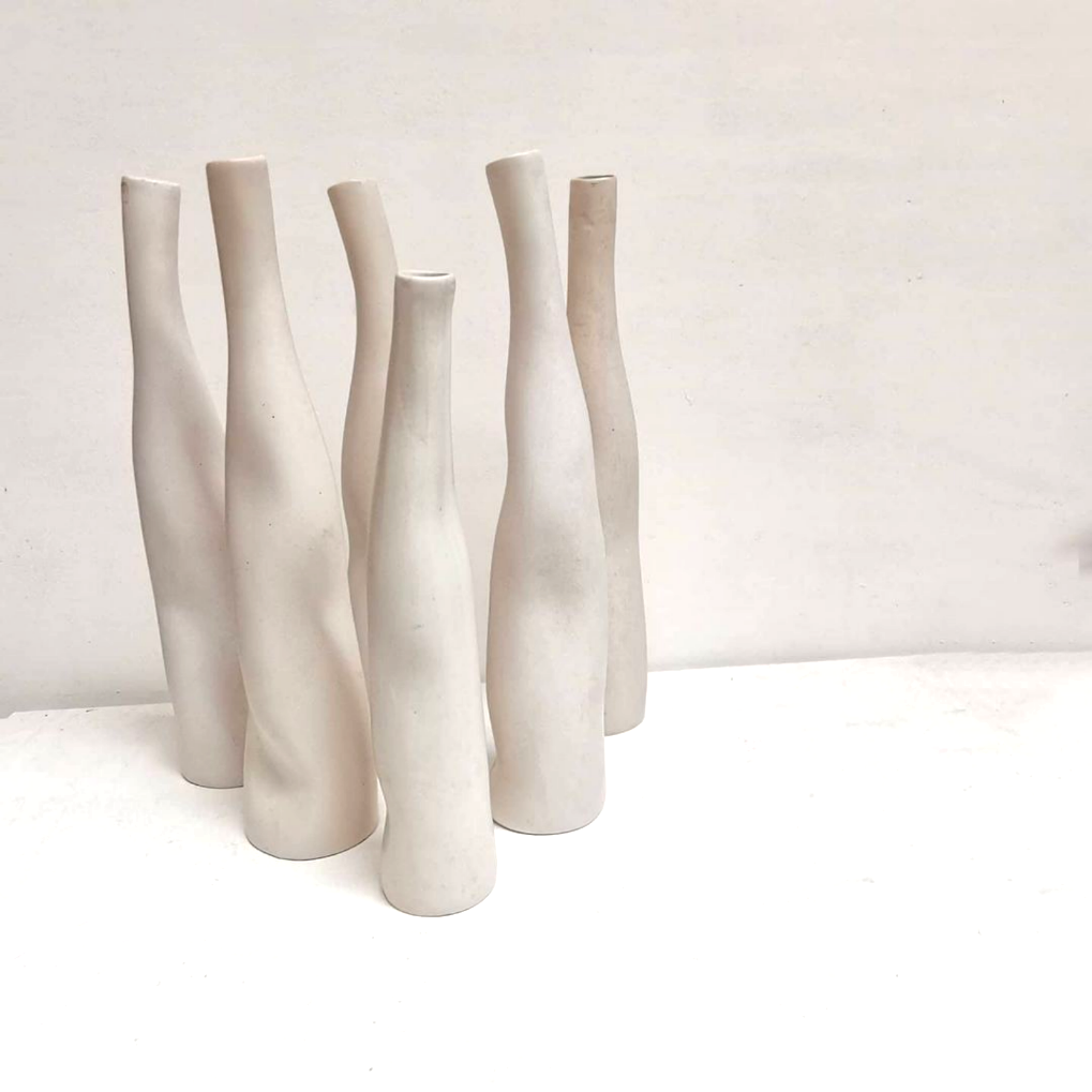 Deformed Bottle Vase - Volcanic White – Cornerstone Pottery Farm
